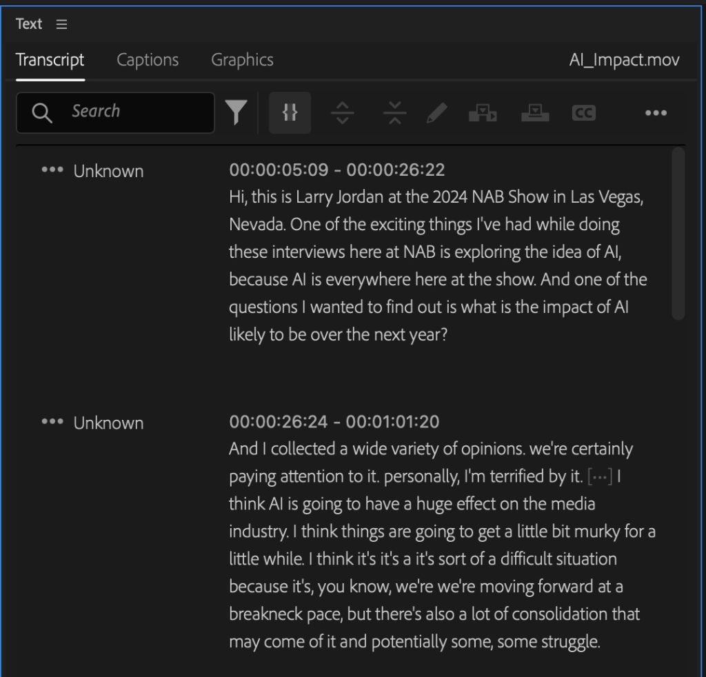 Using Speech-to-Text for Finished Projects in Premiere Pro | Larry Jordan